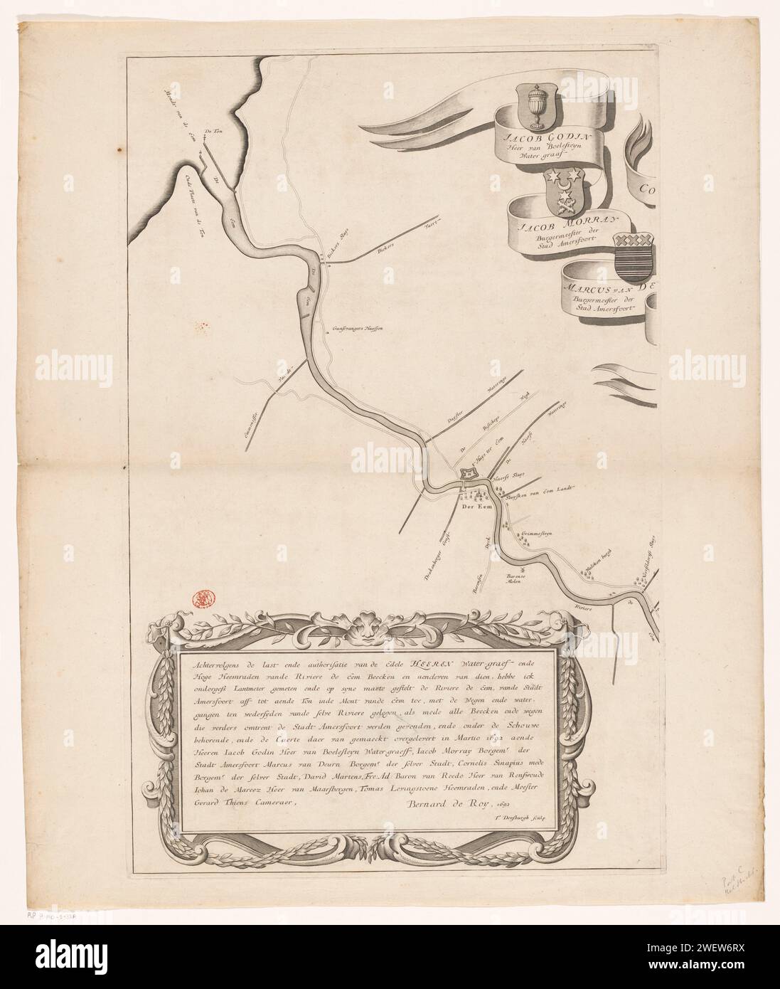Map of the River Eem (first part), Thomas Doesburgh, 1692 print First ...