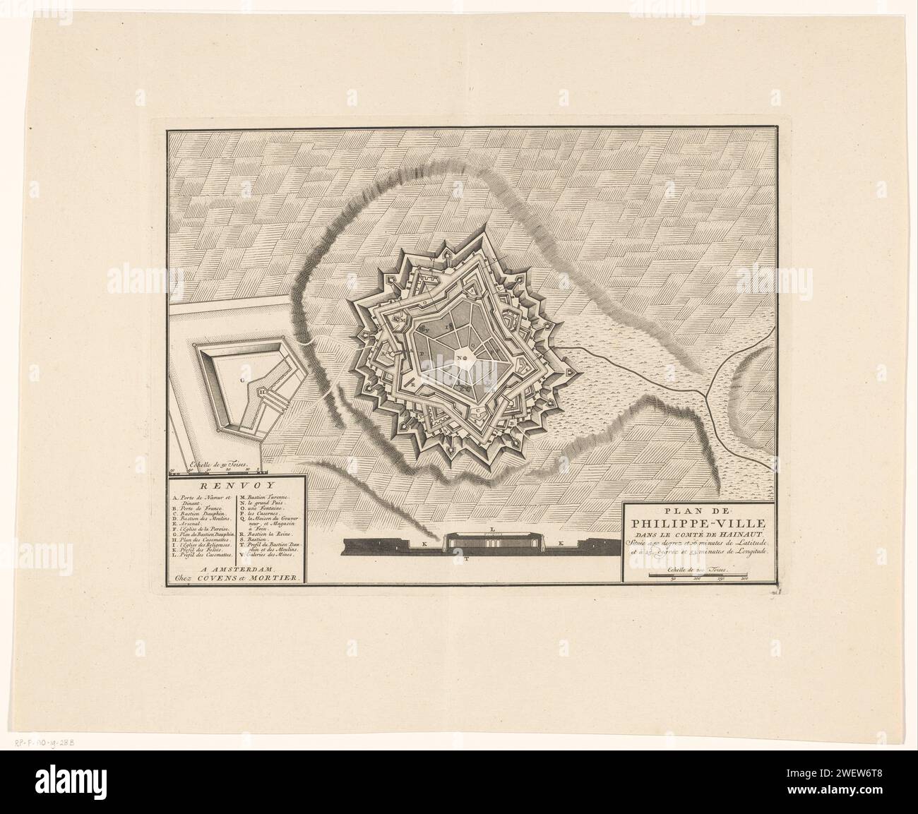 Fortress map of Philippeville, Anonymous, 1721 - 1774 print Fortress ...