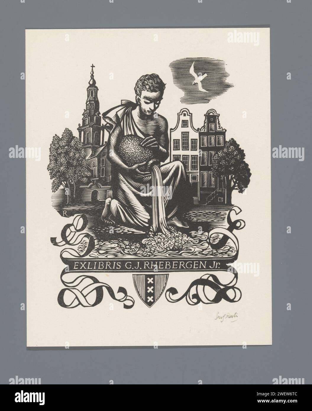 Ex the libres van g.j. Rhebergen Jr., Pam Georg Reter, paper armorial ...