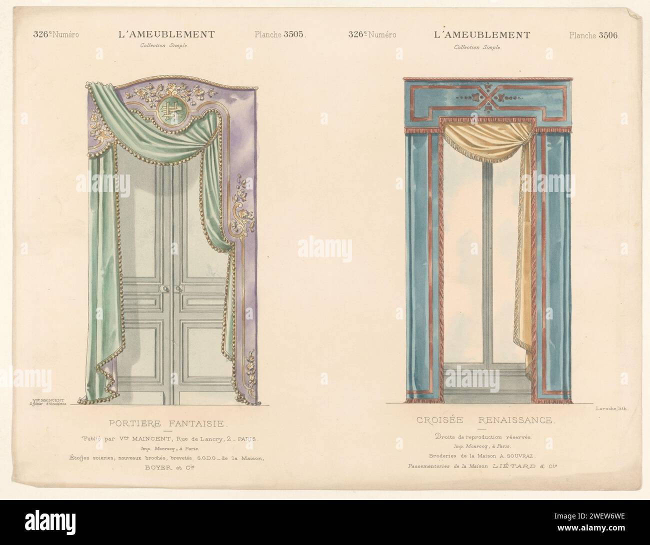 Door and window with curtains, Léon Laroche, 1895 print A door and a ...