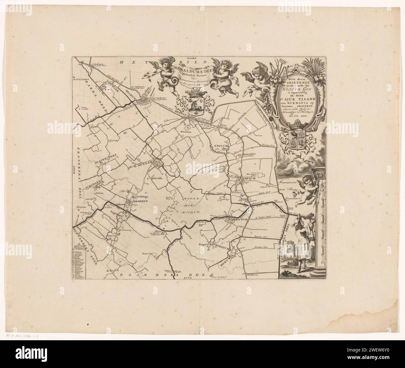 Map of the Grietenij Menaldumadeel, 1718 print Bottom left legend ...