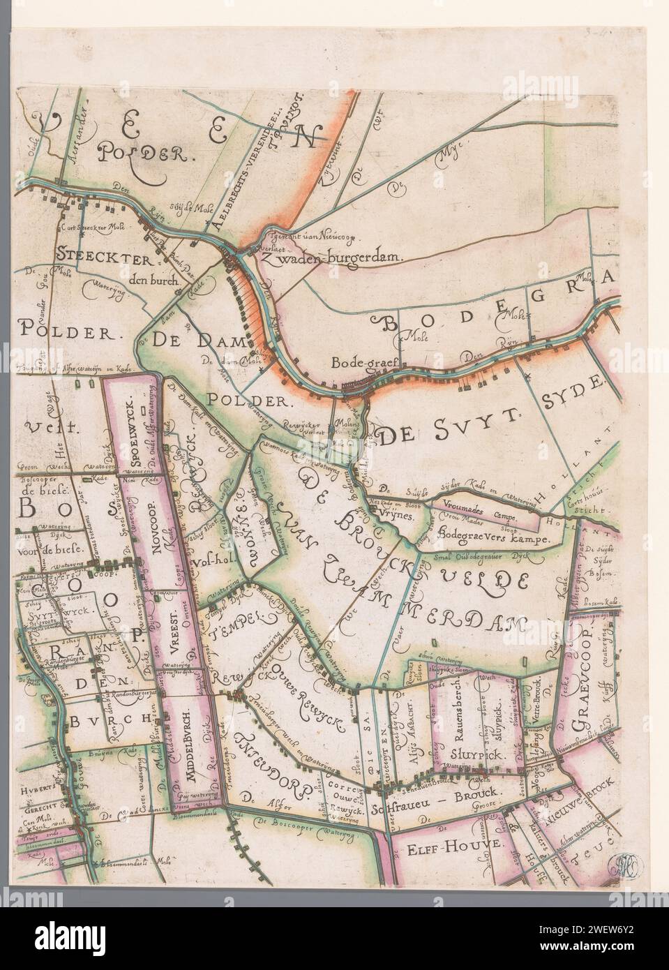 Part of a map of the Rijnland Water Board, with Bodegraven and the ...