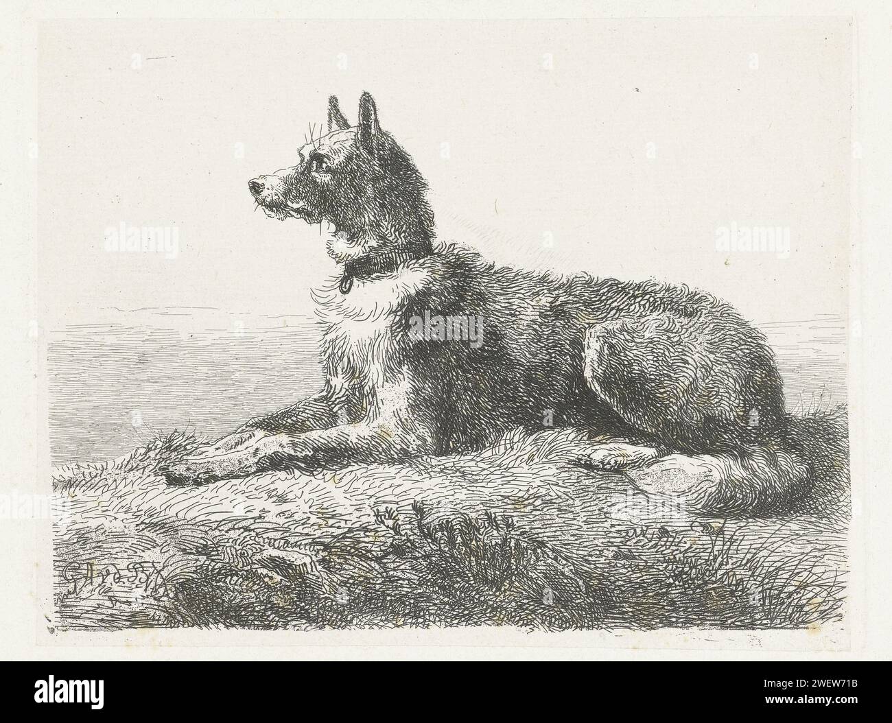 Shepherdhound, Guillaume Anne van der Brugghen, 1857 print paper ...