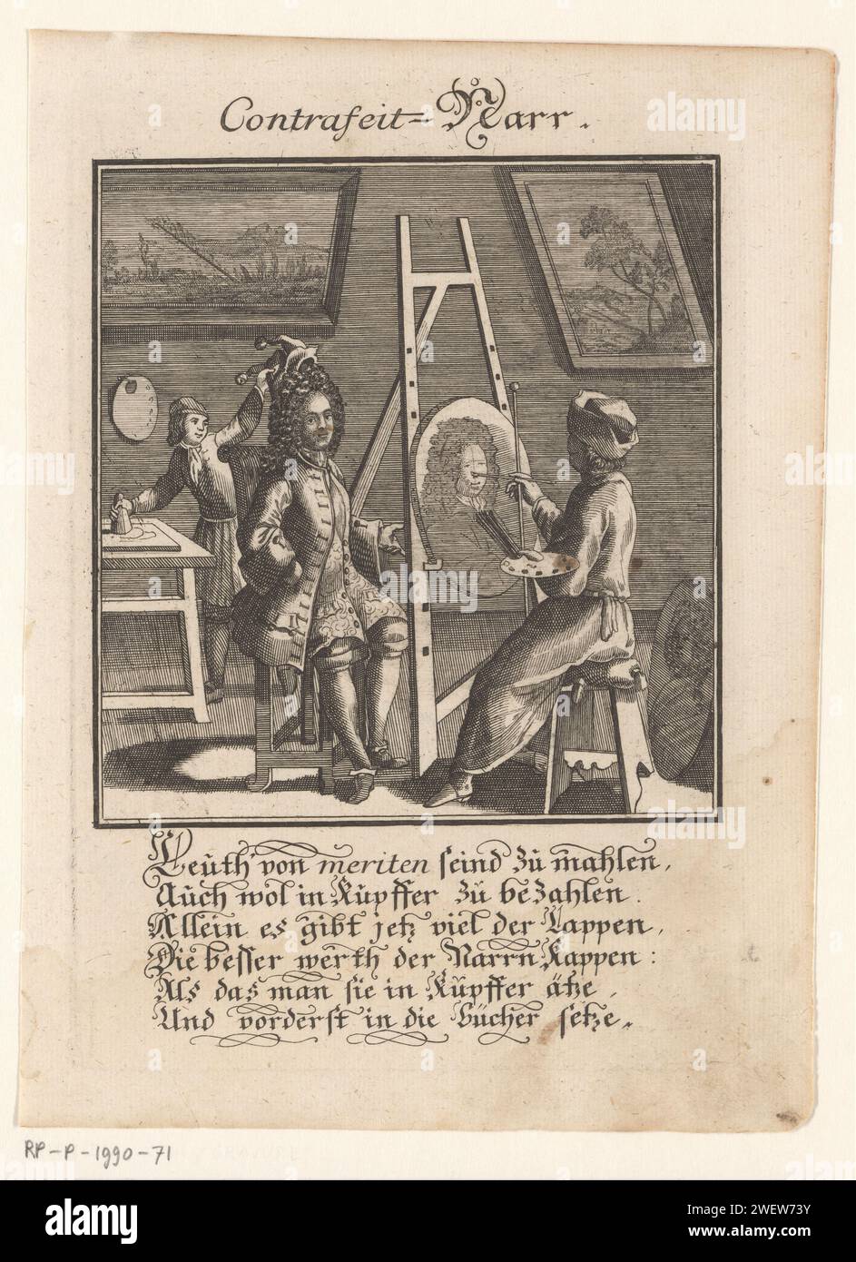 Cartoon in portrait art, Anonymous, 1709 print paper engraving ...