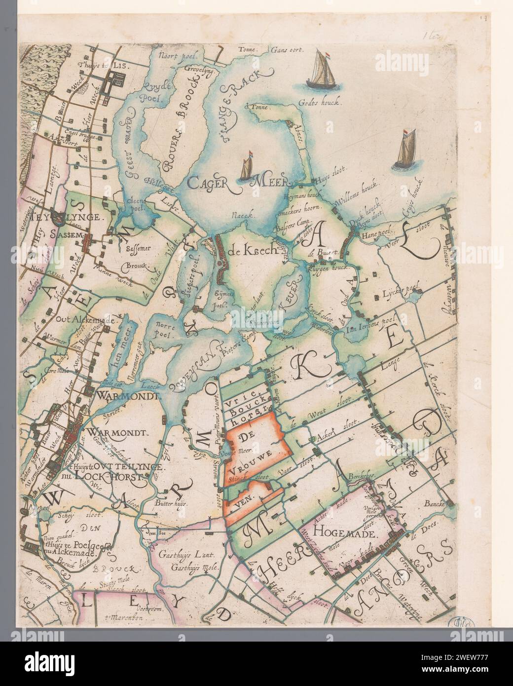Part of a map of the Rijnland Water Board, with Warmond and De Kaag ...