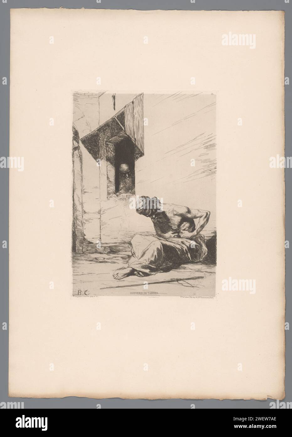 Sitting beggar for a house, Benjamin Constant (1845-1902), 1878 print ...