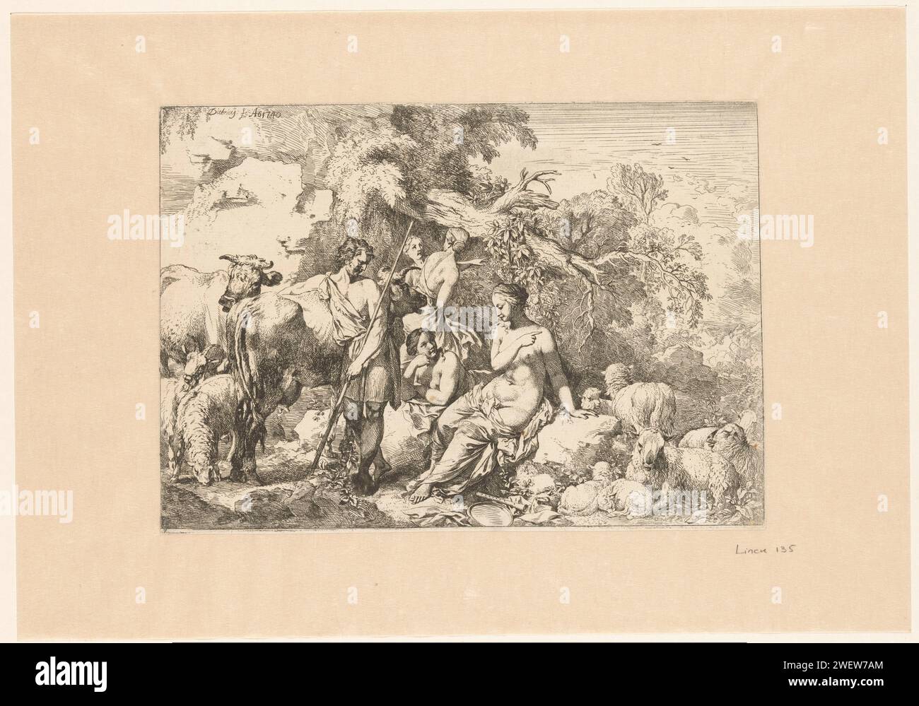 Shepherd with herd and four muses, Christian Wilhelm Ernst Dietrich ...
