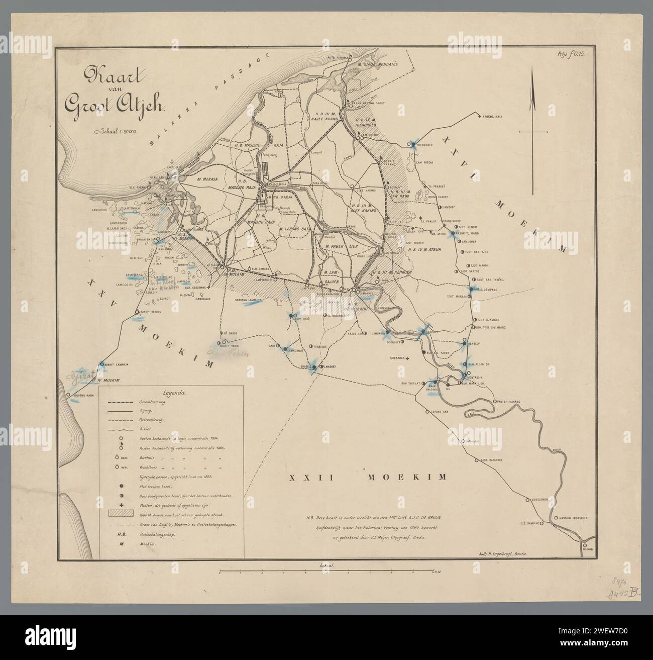 Map of Ateh, J.E. Meijer, in or after 1894 print paper. pencil maps of ...