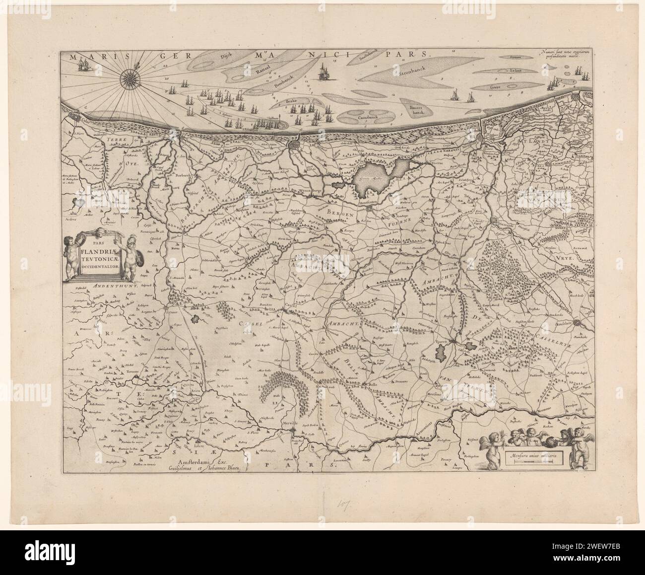 Map of the Western part of Flanders, Anonymous, 1631 print Map of the ...