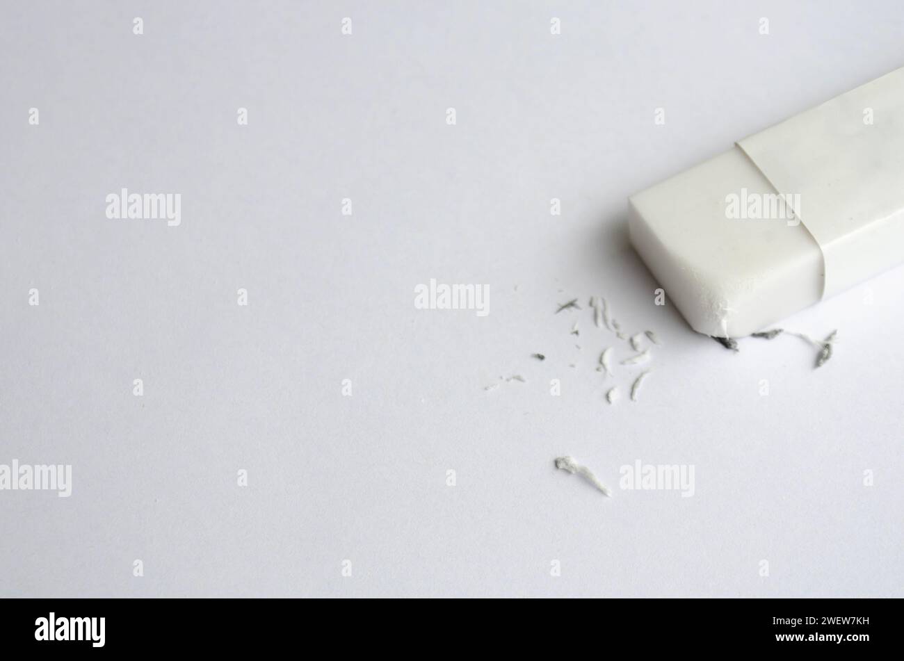Top view of eraser on white cover background with customizable space ...