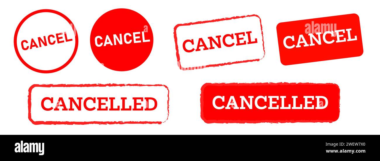 cancelled stamp label sticker circle and square sign annulment rejected ...