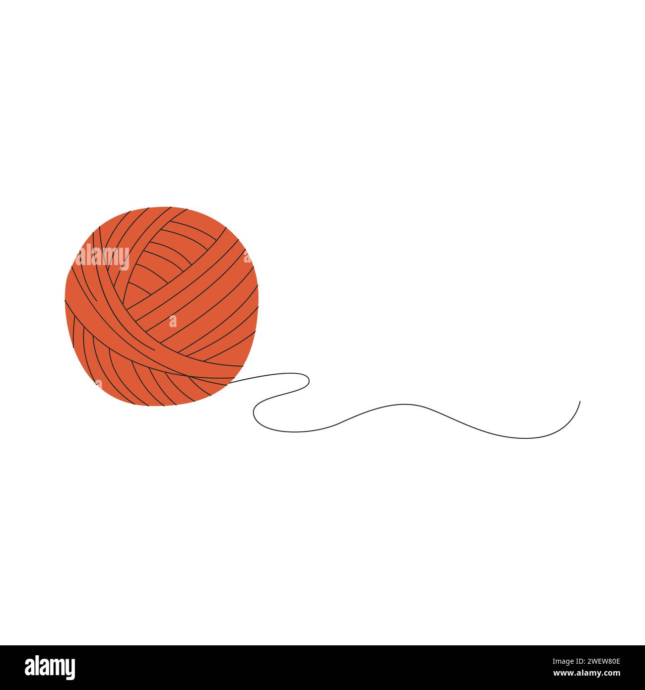 An unwound ball of knitting thread. Simple flat vector illustration ...