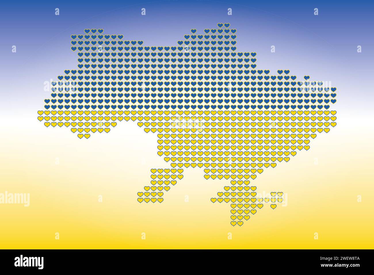 Vector illustration of Ukraine map outline with a heart in the colors ...