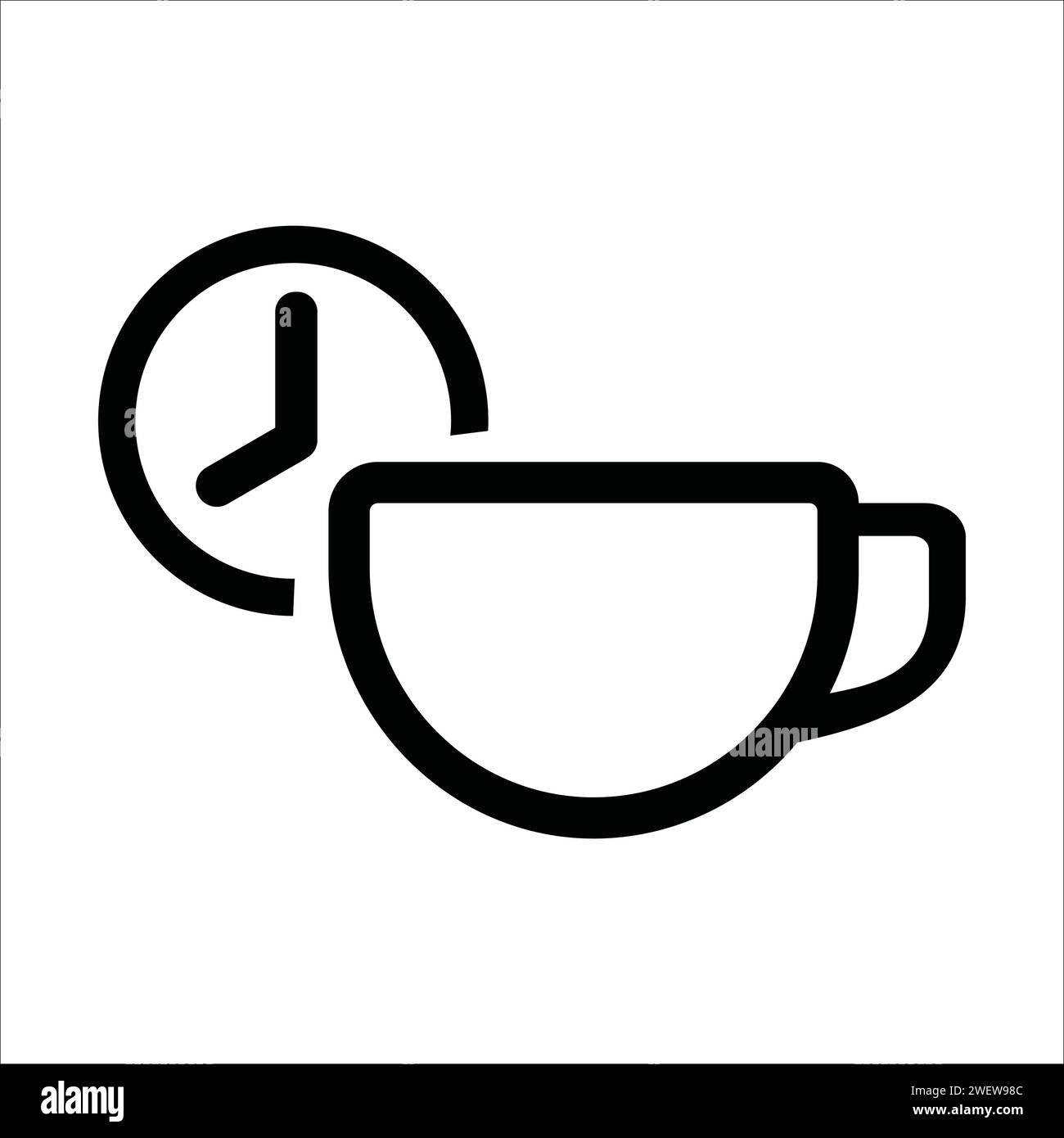 Coffee break black and white outline icon illustration cup glass and ...
