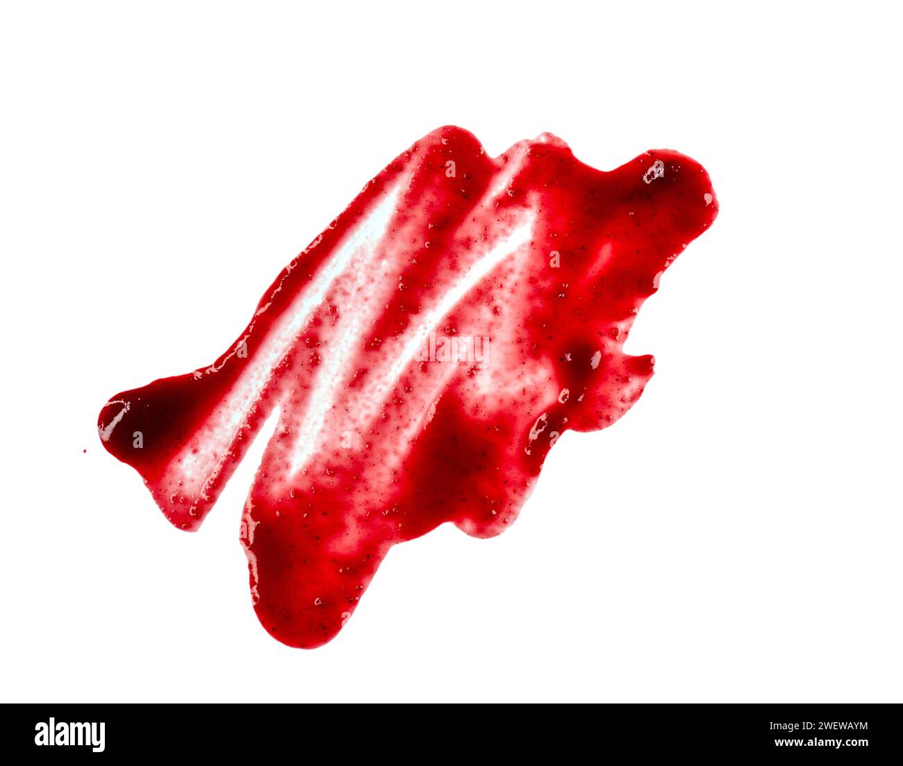 Smear of red berry jam or sweet sauce isolated on white, clipping path ...