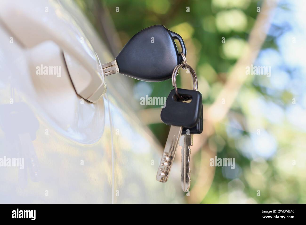 Car keys left in the car door Stock Photo - Alamy