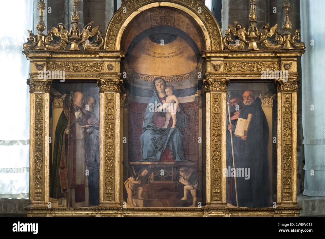 Tryptych Madonna Enthroned with the Child surrounded by Saints Nicholas ...