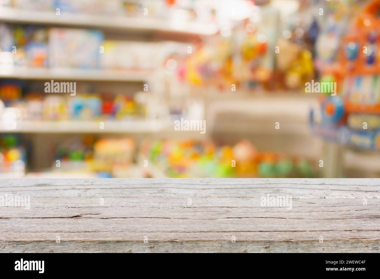 wood table top with kids toy for baby department store in shopping mall ...