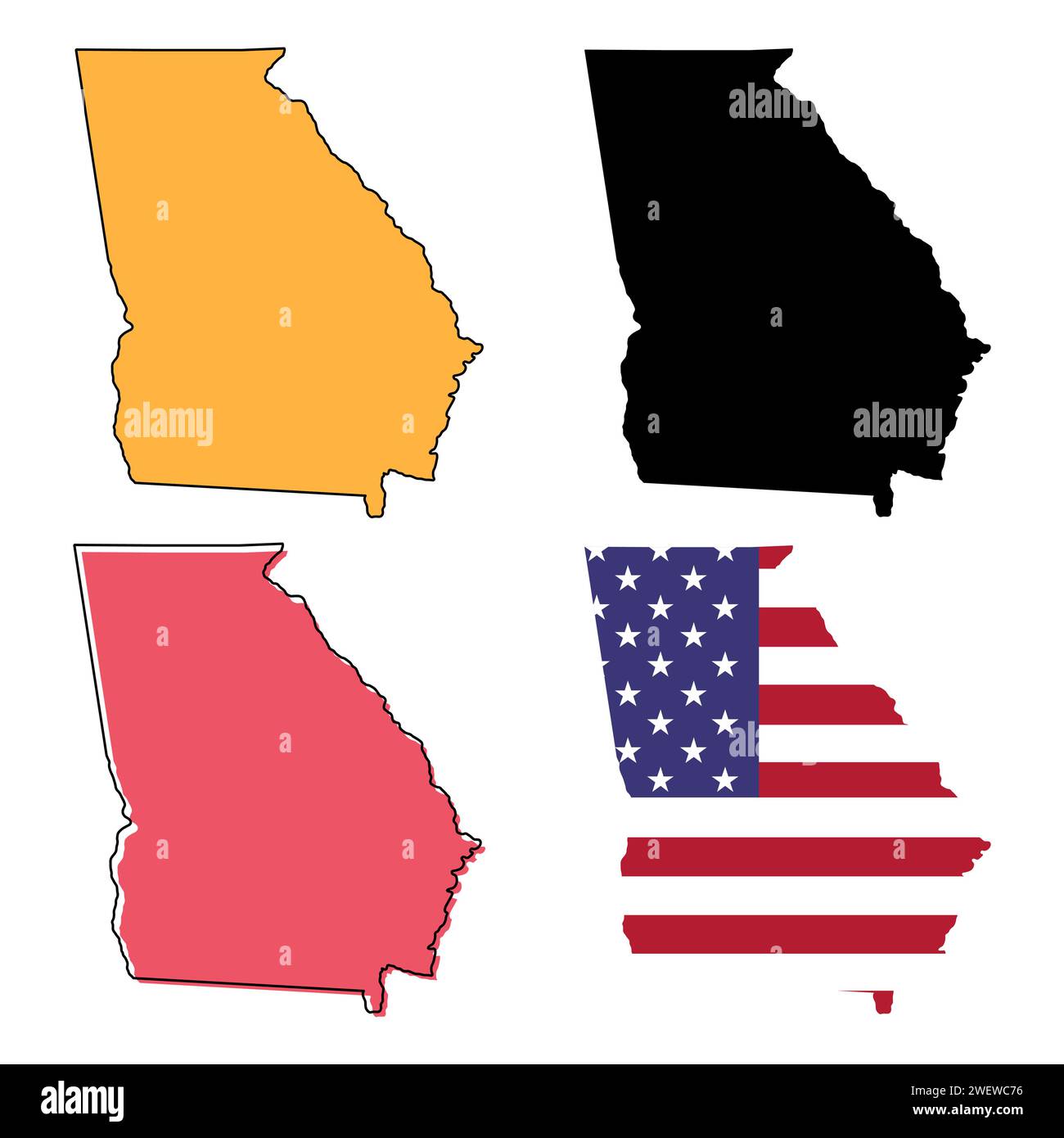 Set of Georgia map, united states of america. Flat concept icon vector ...