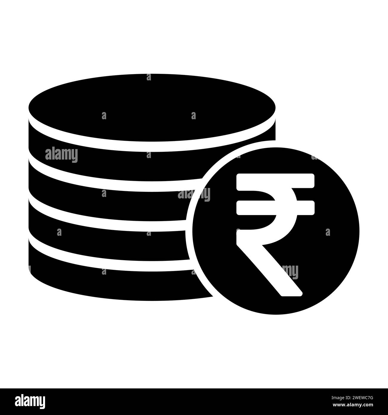 Rupee stack coin, flat icon money design, cash sign vector illustration ...