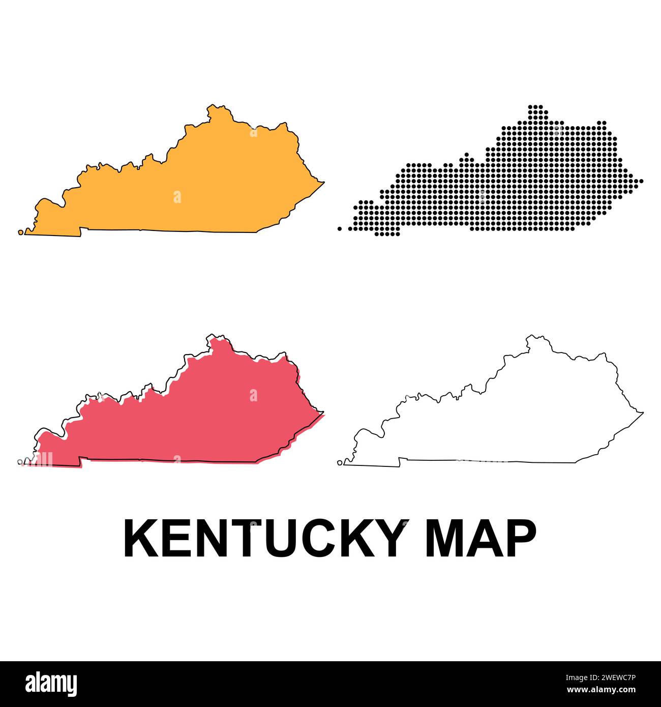 Set of Kentucky map, united states of america. Flat concept icon vector ...