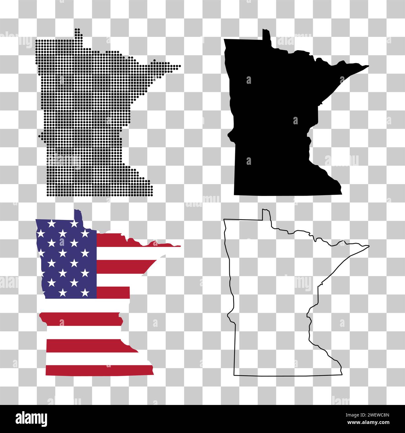Set of Minnesota map, united states of america. Flat concept symbol ...