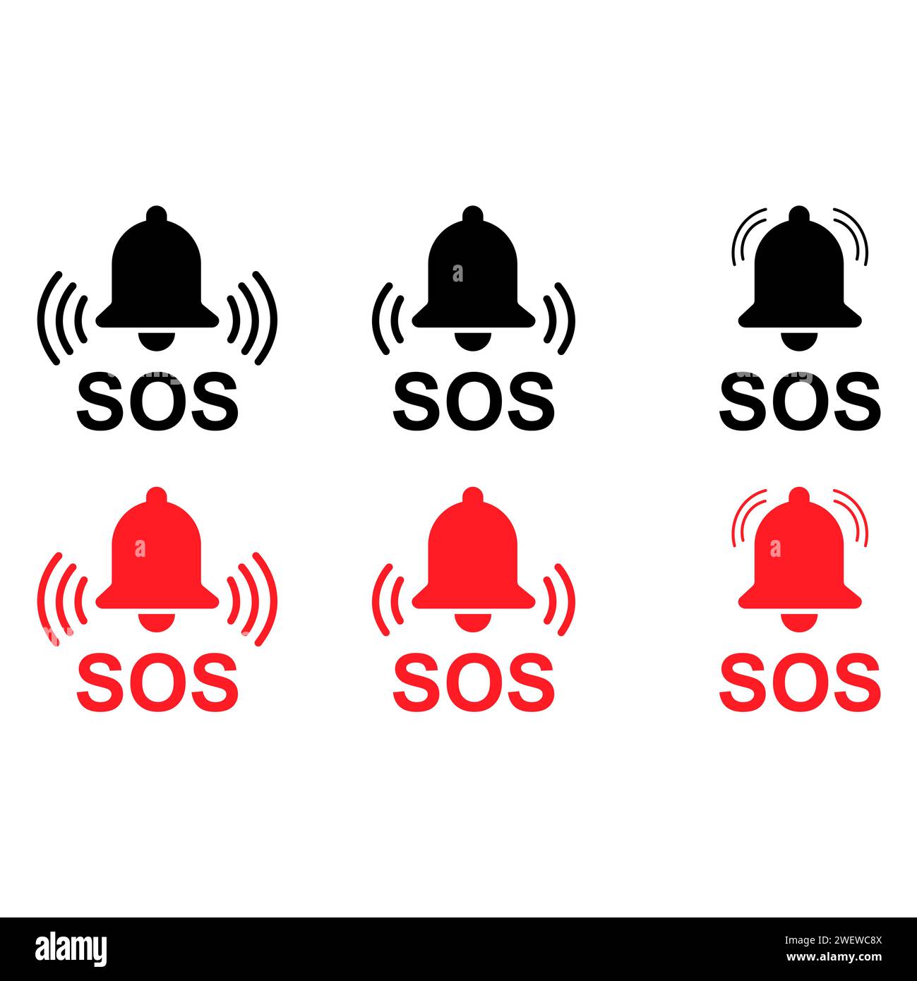 Set of SOS help icon, safety support alert design, save vector ...