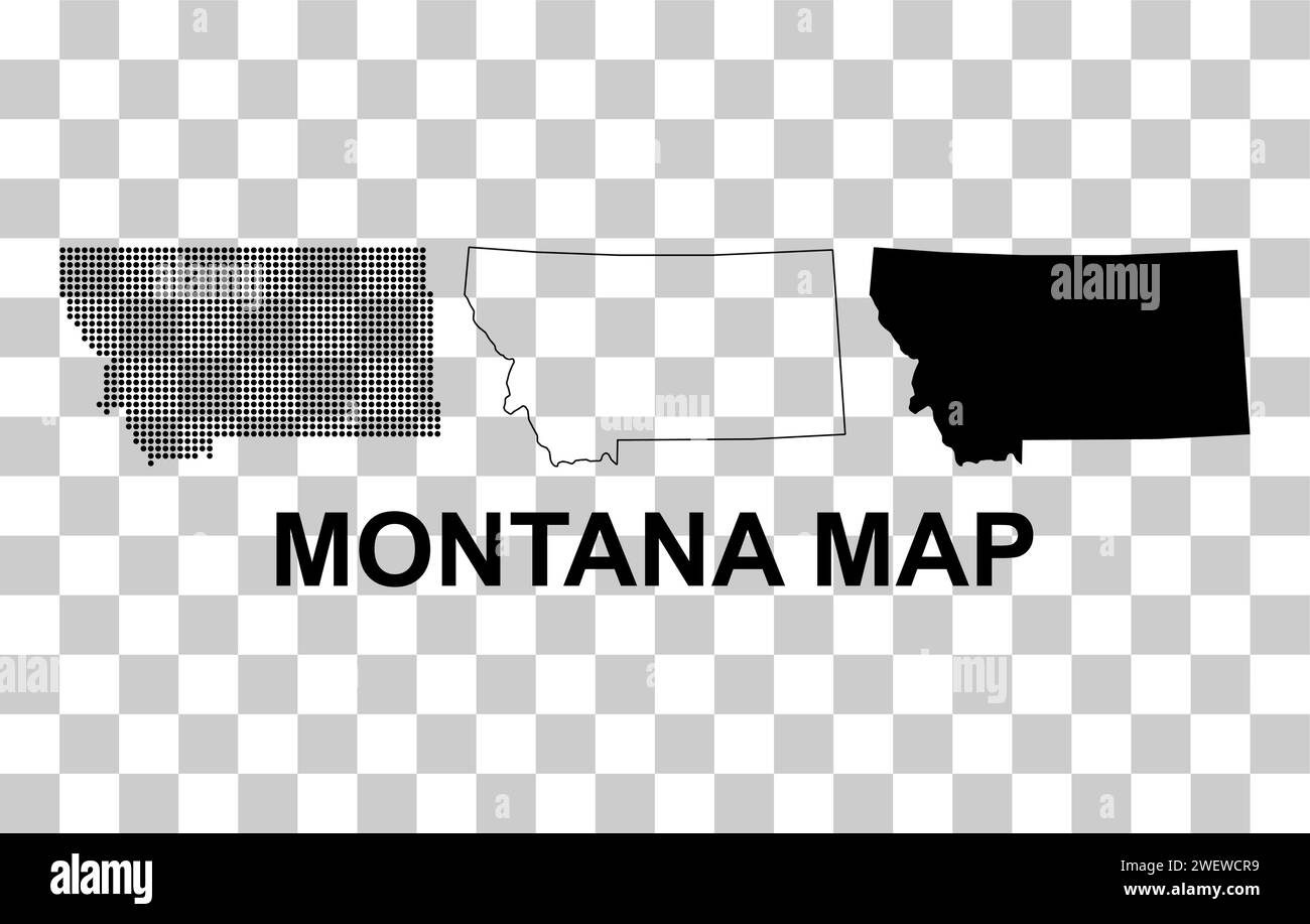 Set of Montana map, united states of america. Flat concept icon symbol ...