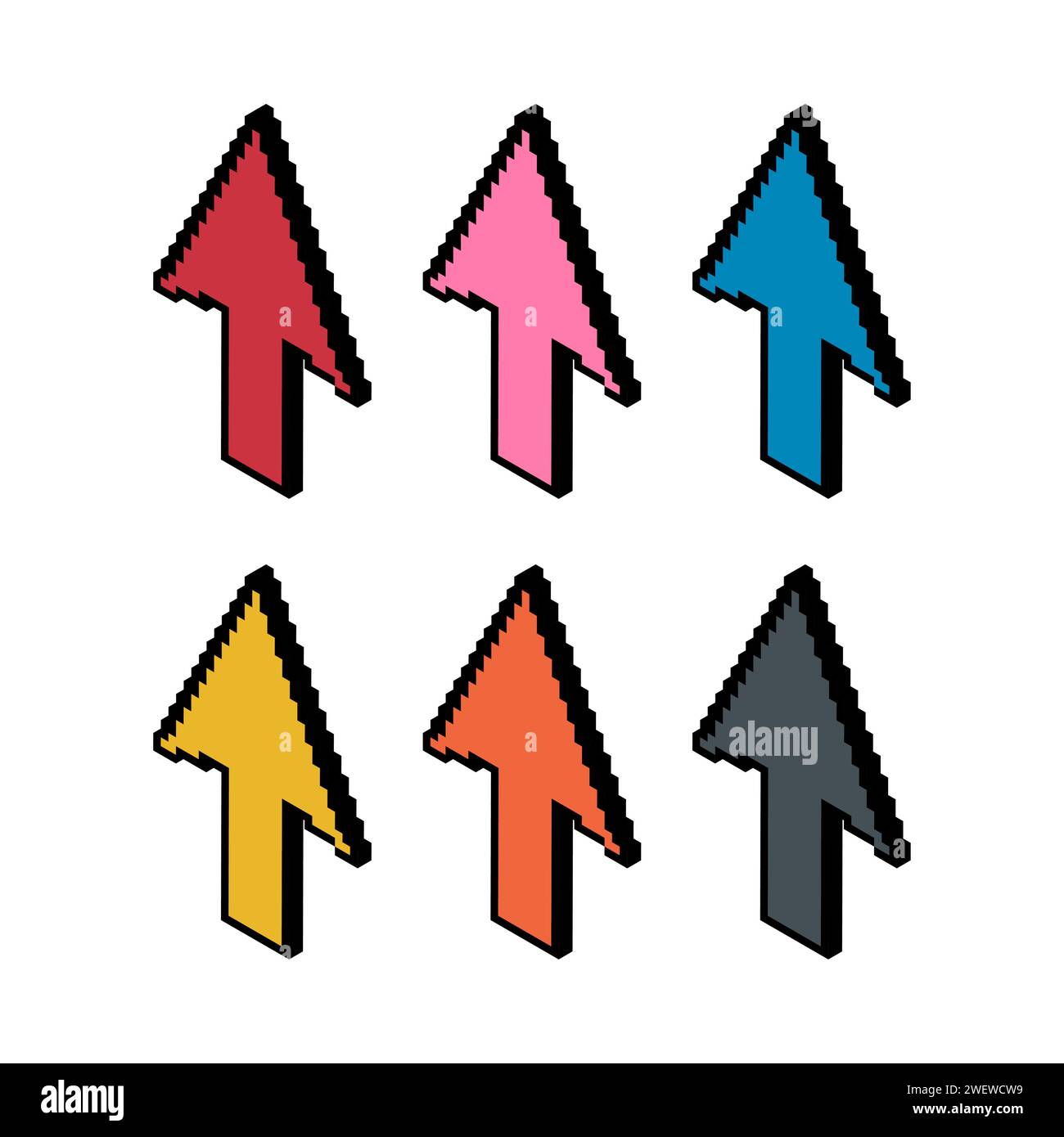 Set of Arrow isometric pixel icon, web cursor click mouse symbol, vector illustration Stock ...