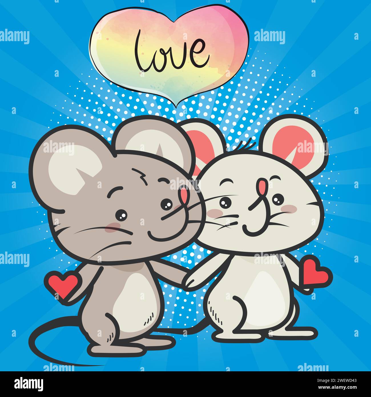 cute mouse couple love pop art design vector image Stock Vector Image ...