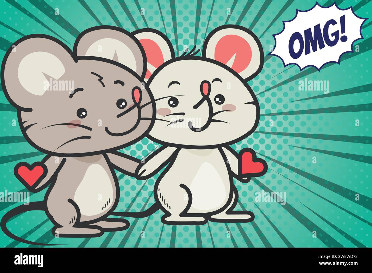 cute mouse couple love pop art design vector image Stock Vector Image ...