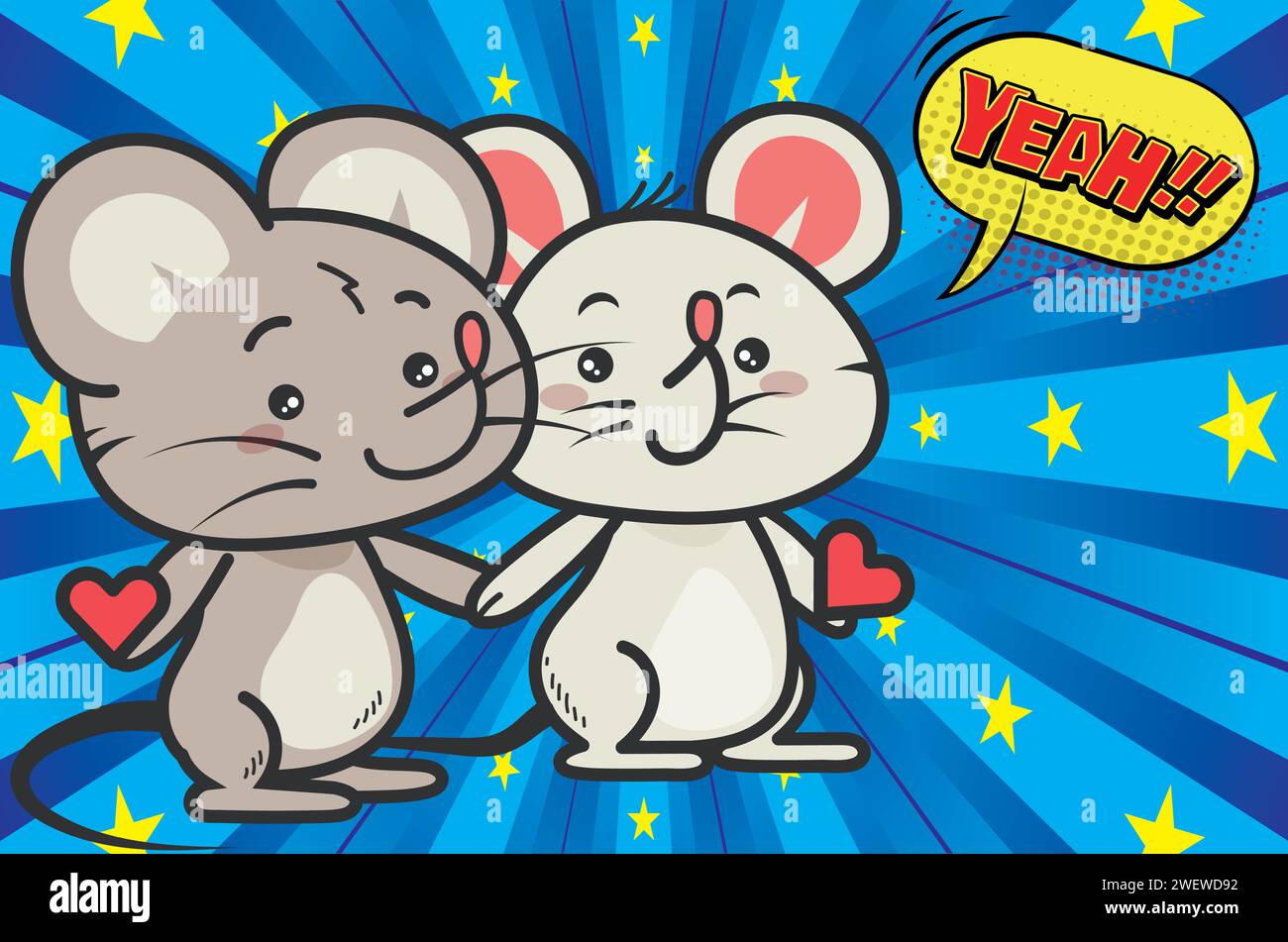 cute mouse couple love pop art design vector image Stock Vector Image ...