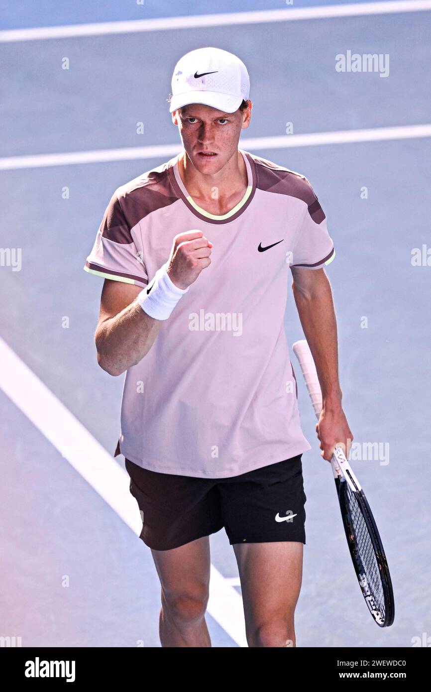 Jannik Sinner of Italy during the Australian Open AO 2024 Grand Slam tennis tournament at ...