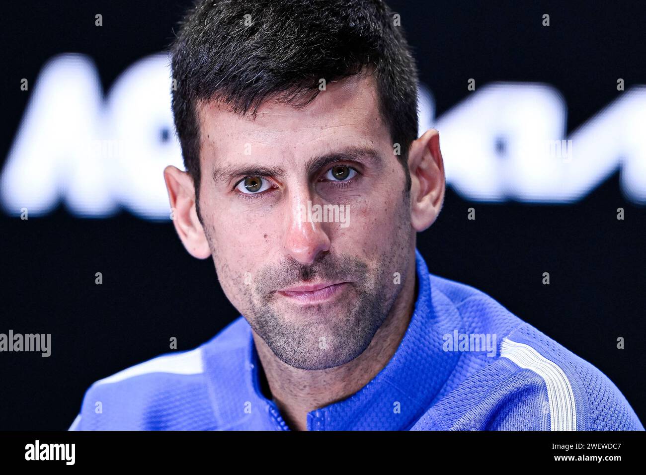 Novak Djokovic during a press conference during the Australian Open AO ...