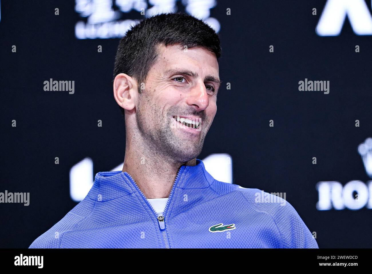 Novak Djokovic during a press conference during the Australian Open AO ...