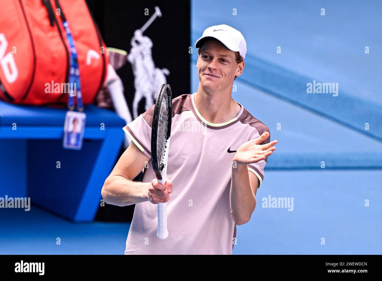 Jannik Sinner of Italy during the Australian Open AO 2024 Grand Slam tennis tournament at ...