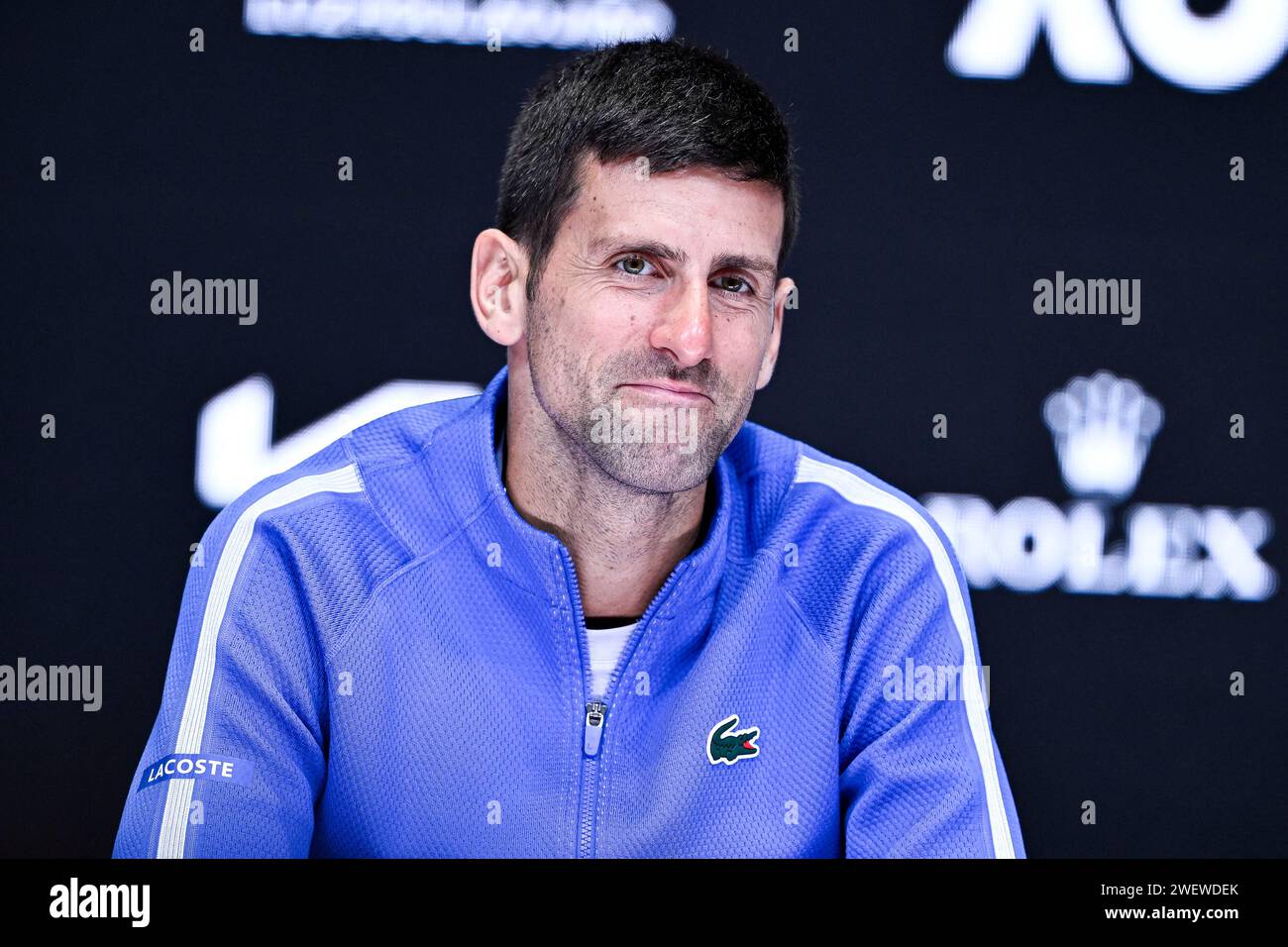 Novak Djokovic during a press conference during the Australian Open AO ...