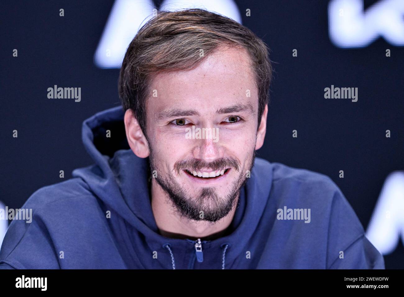 Daniil Medvedev during a press conference during the Australian Open AO ...