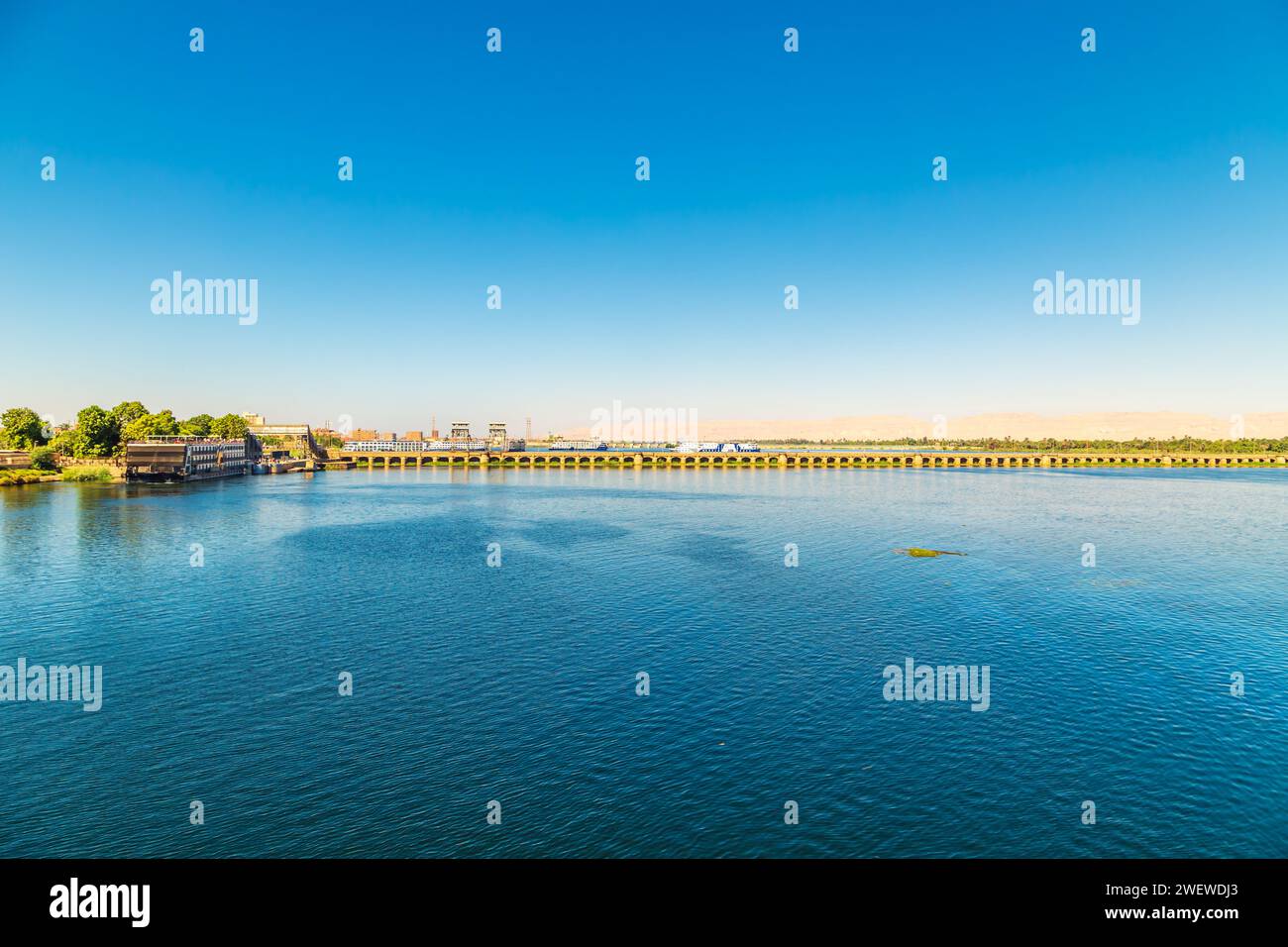 Water gate on the Nile River connecting Luxor and Aswan. Esna, Egypt ...