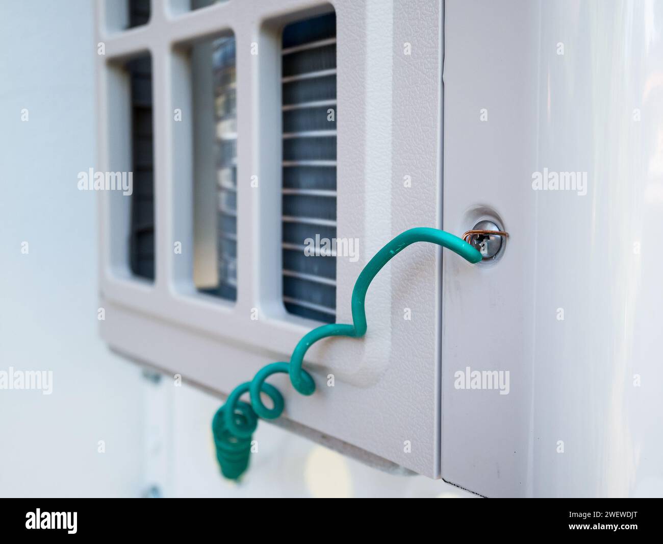 Air conditioning compressor outdoor unit with Electrical ground wire ...