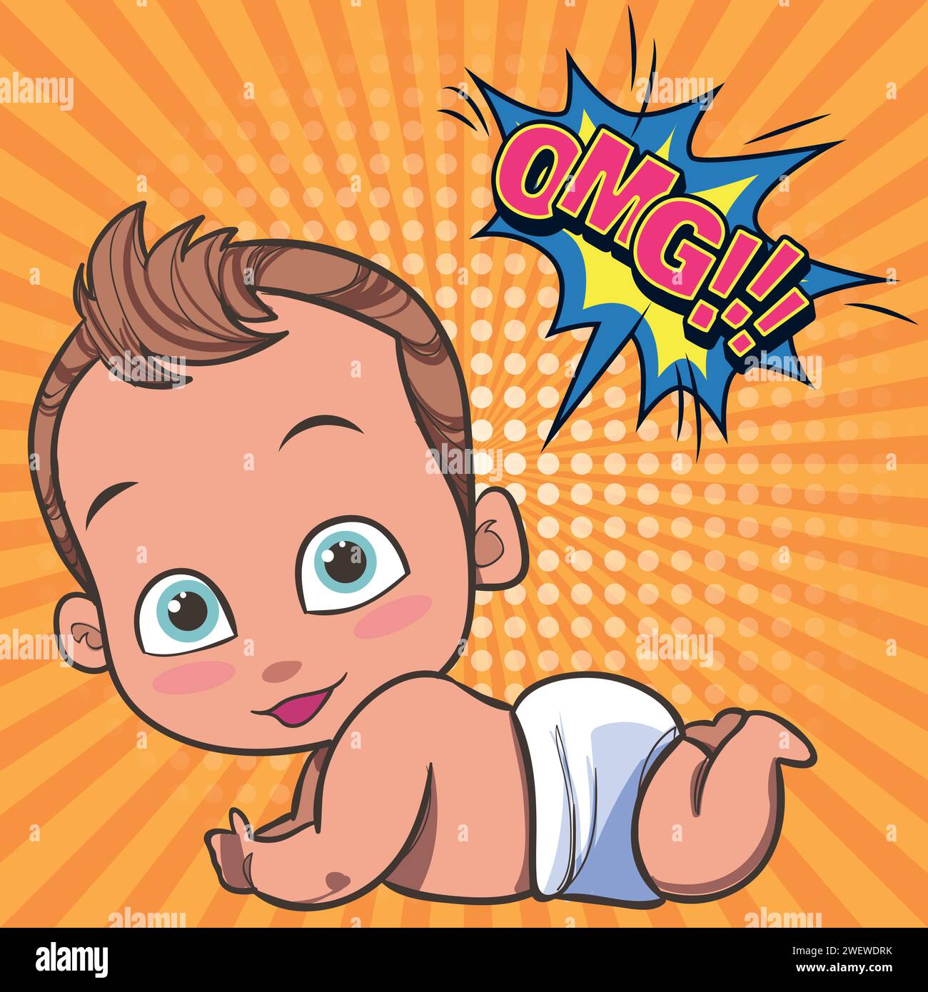 cute baby pop art style vector image Stock Vector Image & Art - Alamy