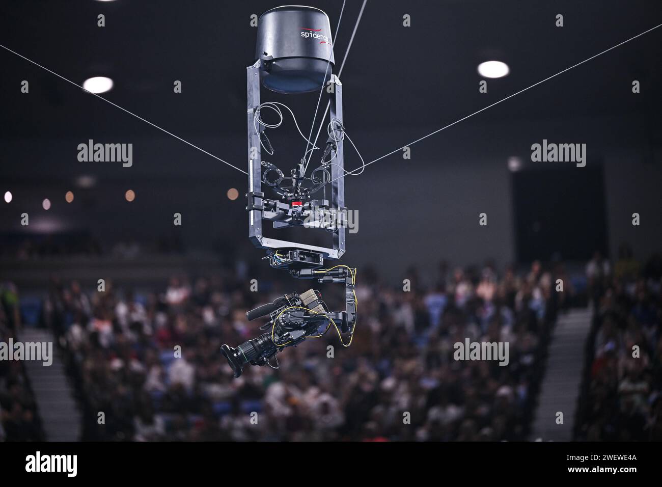 A TV television cam spidercam or Spider camera during the Australian ...