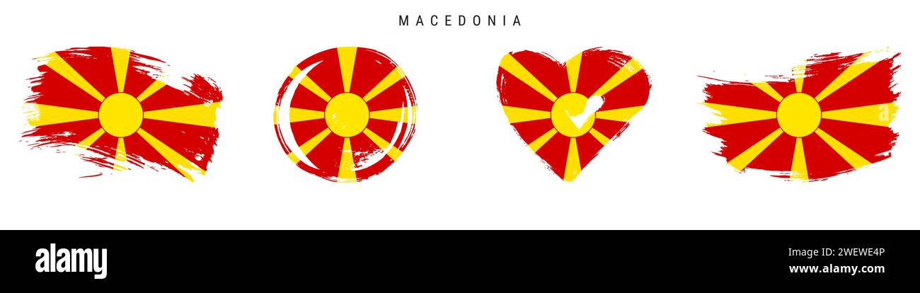 Macedonia hand drawn grunge style flag icon set. Macedonian banner in ...