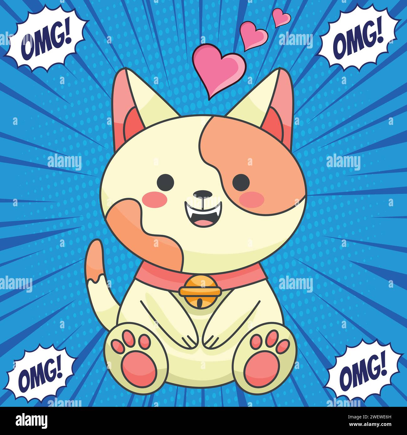 cute cat pop art style cat cartoon design vector image Stock Vector ...