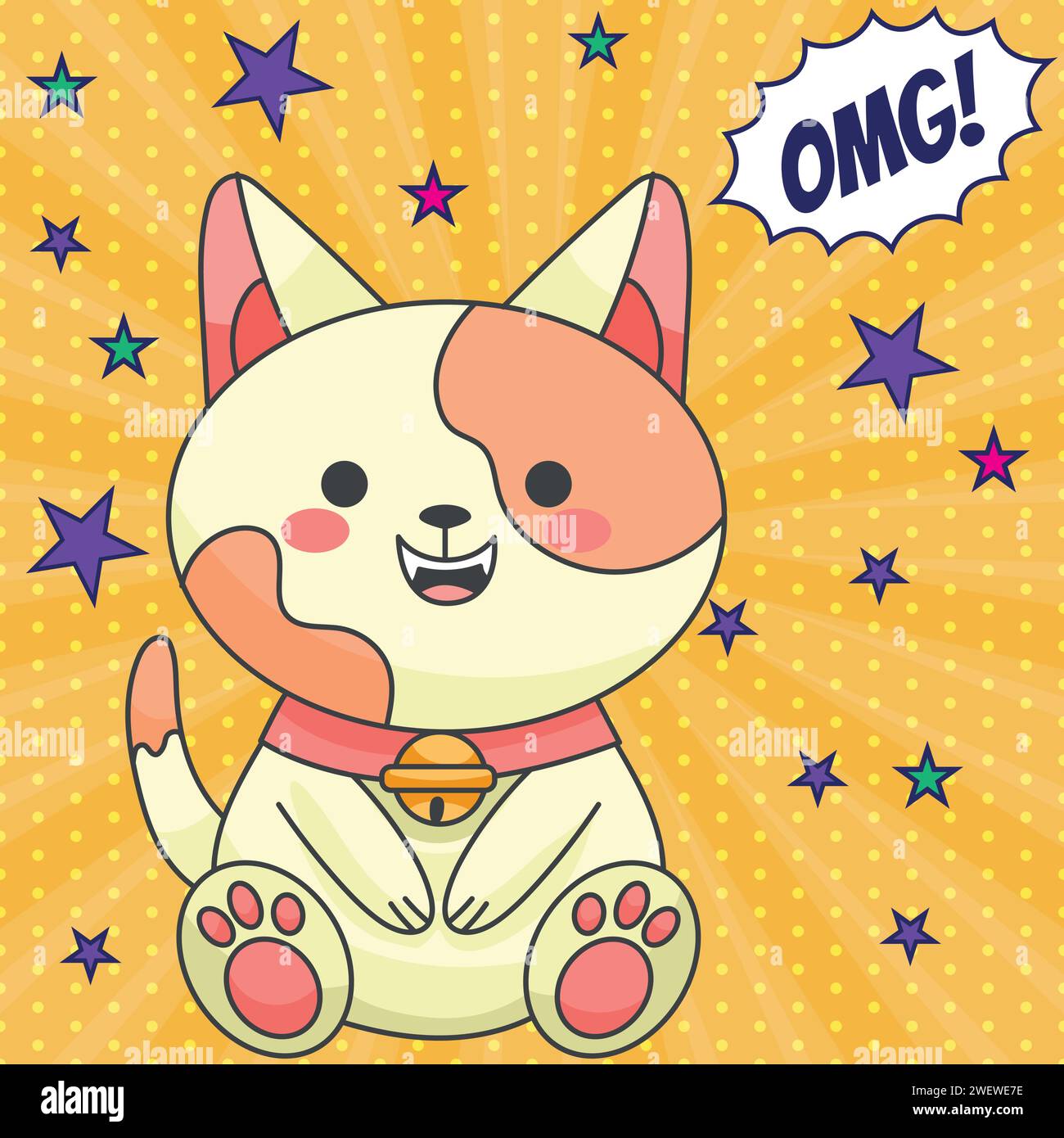 cute cat pop art style cat cartoon design vector image Stock Vector ...