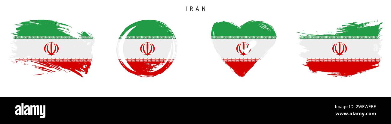 Iran hand drawn grunge style flag icon set. Iranian banner in official ...