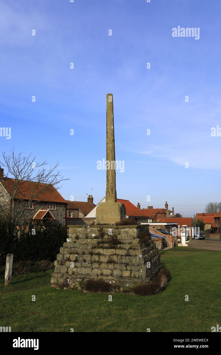 The medieval market cross at Binham village, North Norfolk, England, UK ...