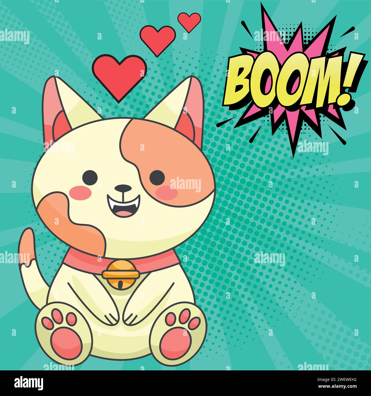 Cute Cat Pop Art Style Cat Cartoon Design Vector Image Stock Vector Image And Art Alamy
