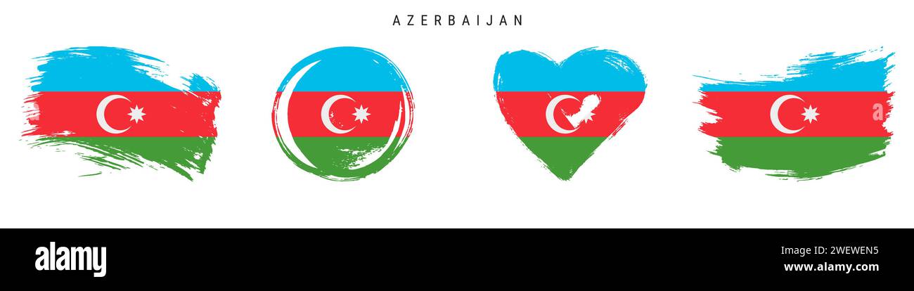 Azerbaijan hand drawn grunge style flag icon set. Azerbaijani banner in official colors. Free ...