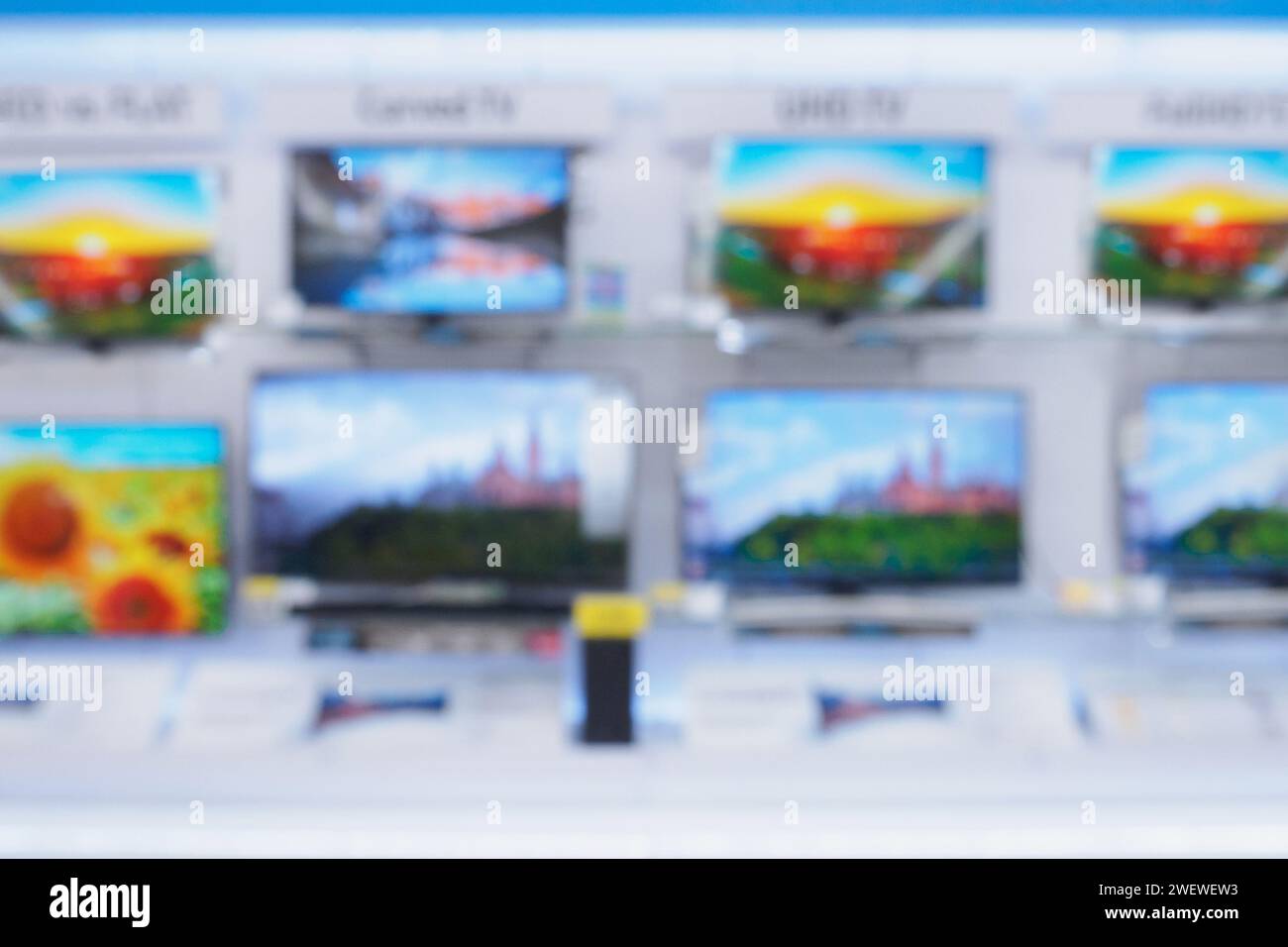 Television shelves retail shop display in Electronic Department store ...